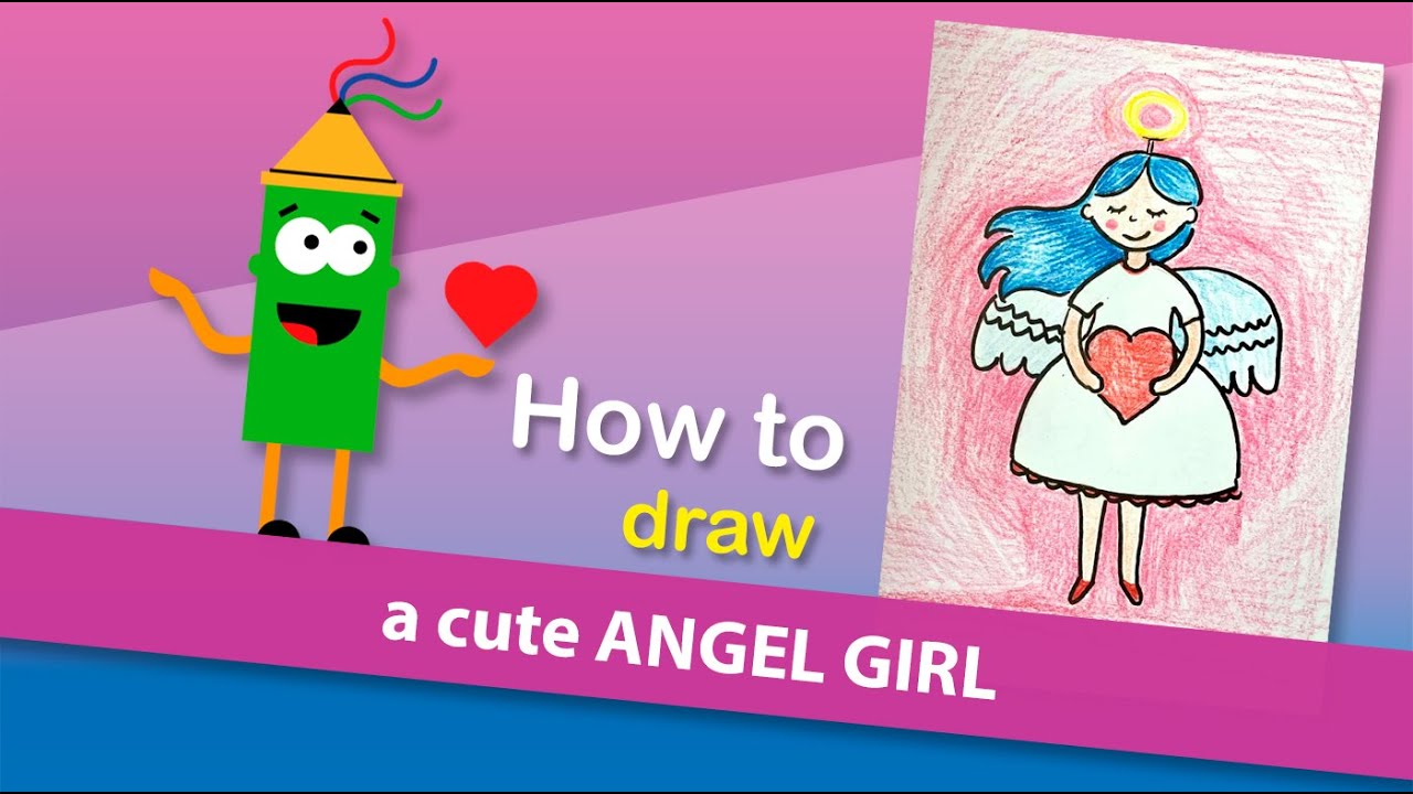 Draw a cute ANGEL GIRL with Easy Pen - YouTube