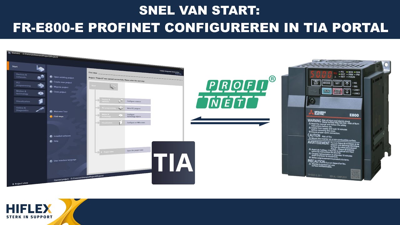 Snel van start: Mitsubishi FR-E800-E Profinet configureren in Siemens TIA PORTAL - YouTube