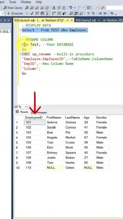 SQL Server: Rename Column - YouTube