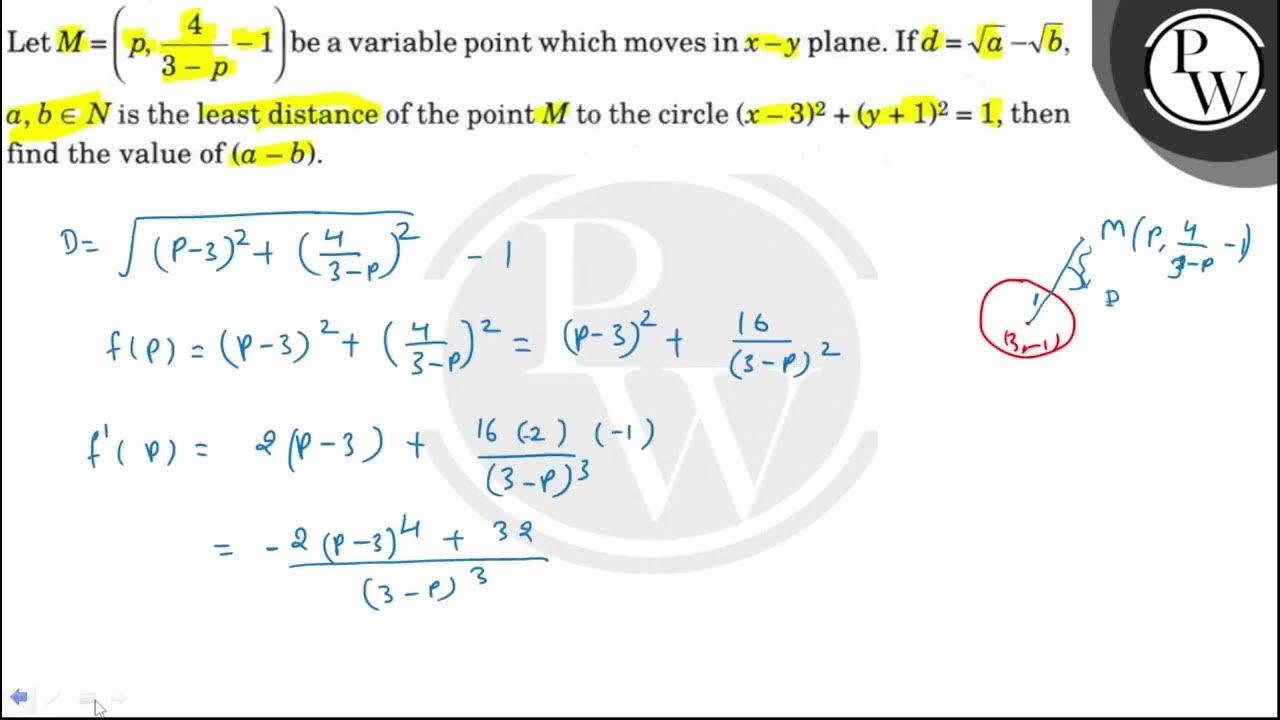 Let \( M=\left(p, \frac{4}{3-p}-1\right) \) be a variable point whi... - YouTube