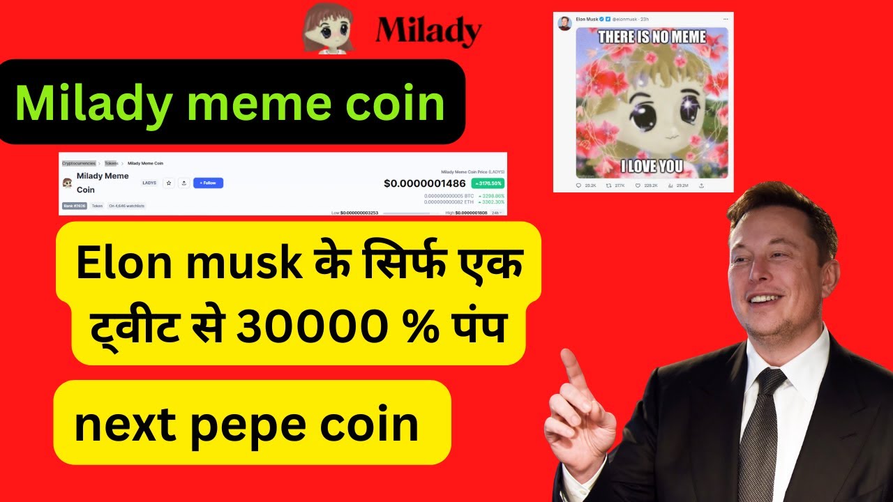 Milady token pump||milady coin news today||milady tweet elon musk ...