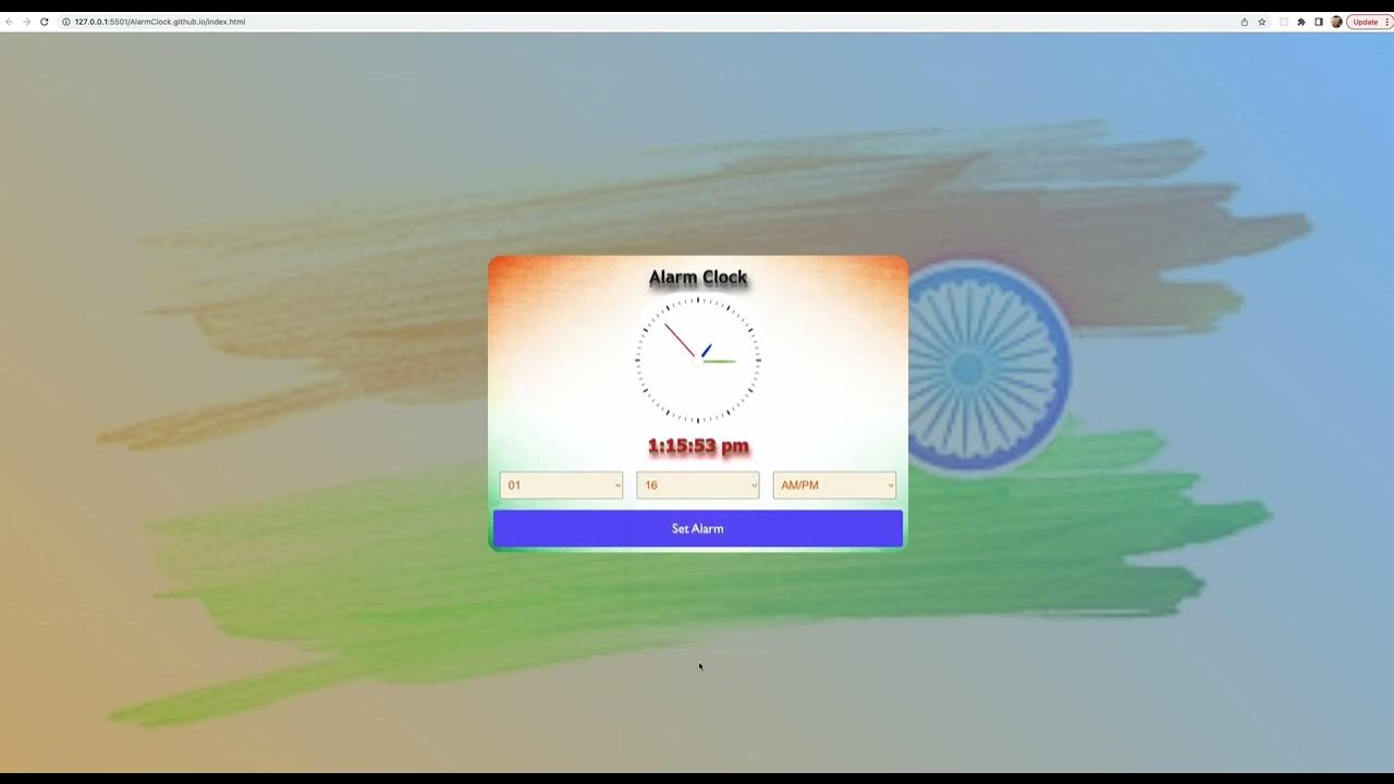 ๐ฎ๐ณ Indian Flag Alarm Clock Html Css Js Project ๐ Jai Hind Dosto
