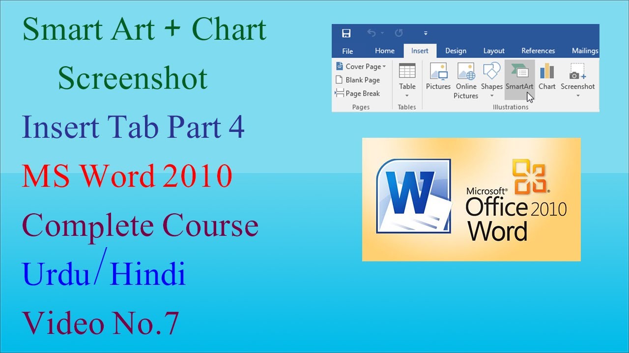 Smart Art + Chart & Screenshot Options in Microsoft Word | MS Word 2010 ...
