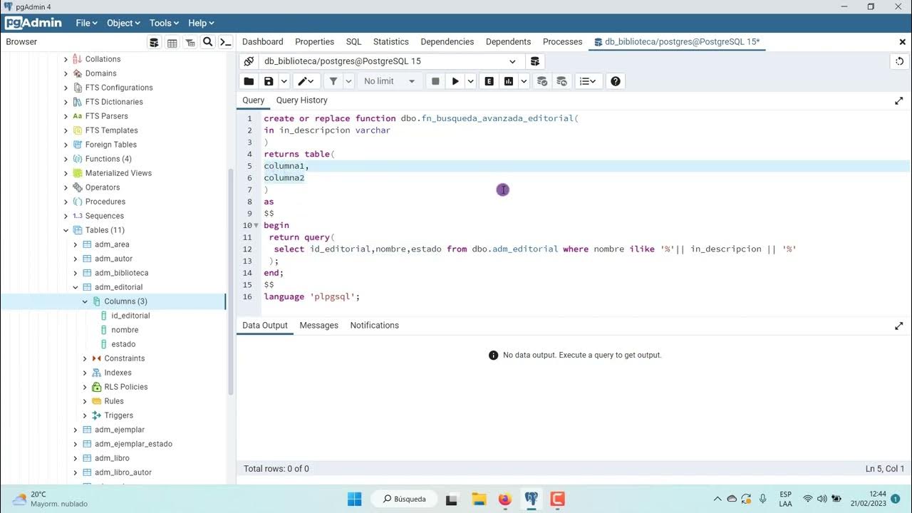 POSTGRESQL + PGADMIN4 #24 Crear una función para la busqueda mediante una palabra clave, usar ...