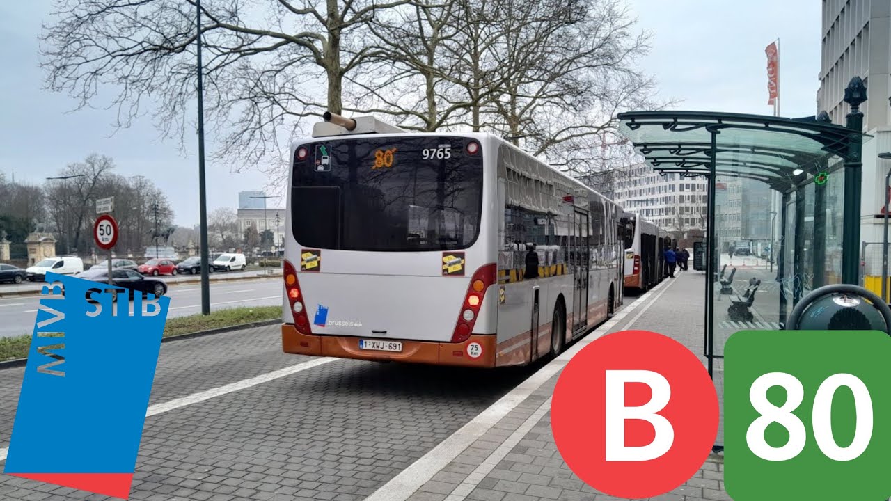 STIB Bus 80 Trajet complet (Haren vers Porte de Namur) dans un VANHOOL ...