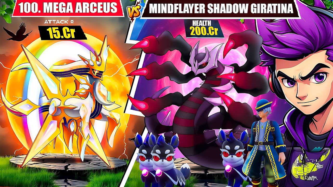 😱15.Cr Attack MEGA ARCEUS 🆚 SHADOW GIRATINA BATTLE🔥LEGENDARY POKEMONS ...