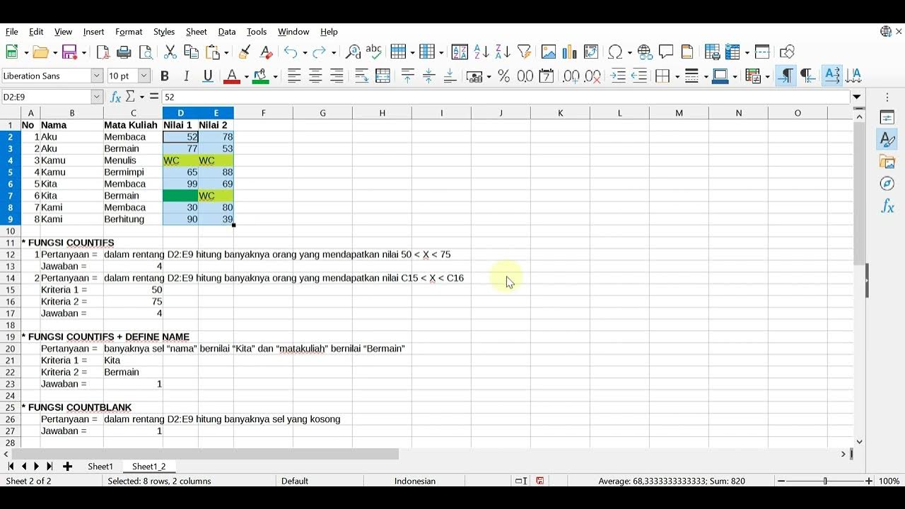LibreOffice Calc - Fungsi Count dalam Spreadsheet - YouTube