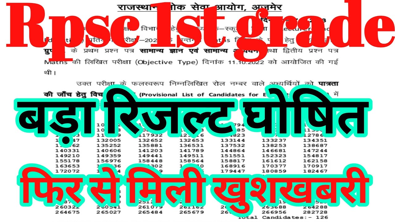 rpsc first grade result 2022/rpsc result 2022/rpsc 1st grade result ...