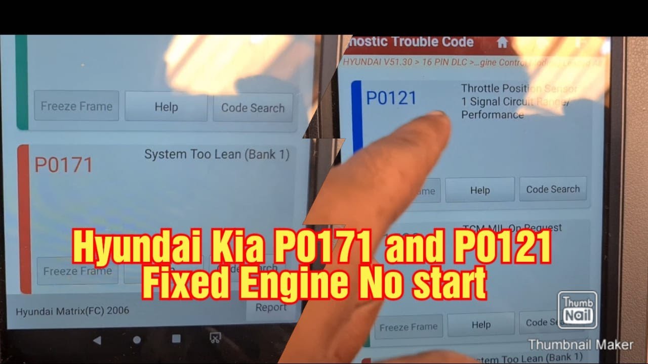 Hyundai Kia Code P0171 P0121 P01529 Fixed Hyundai Matrix - YouTube