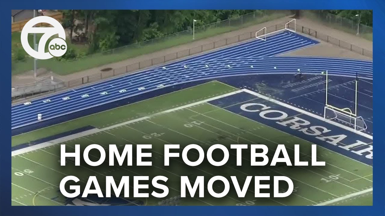 Football field damaged by flooding - YouTube