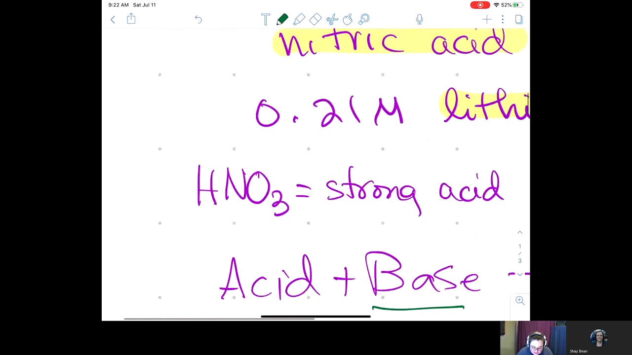 Acid Base calculations 2 things in beaker, Reaction - YouTube