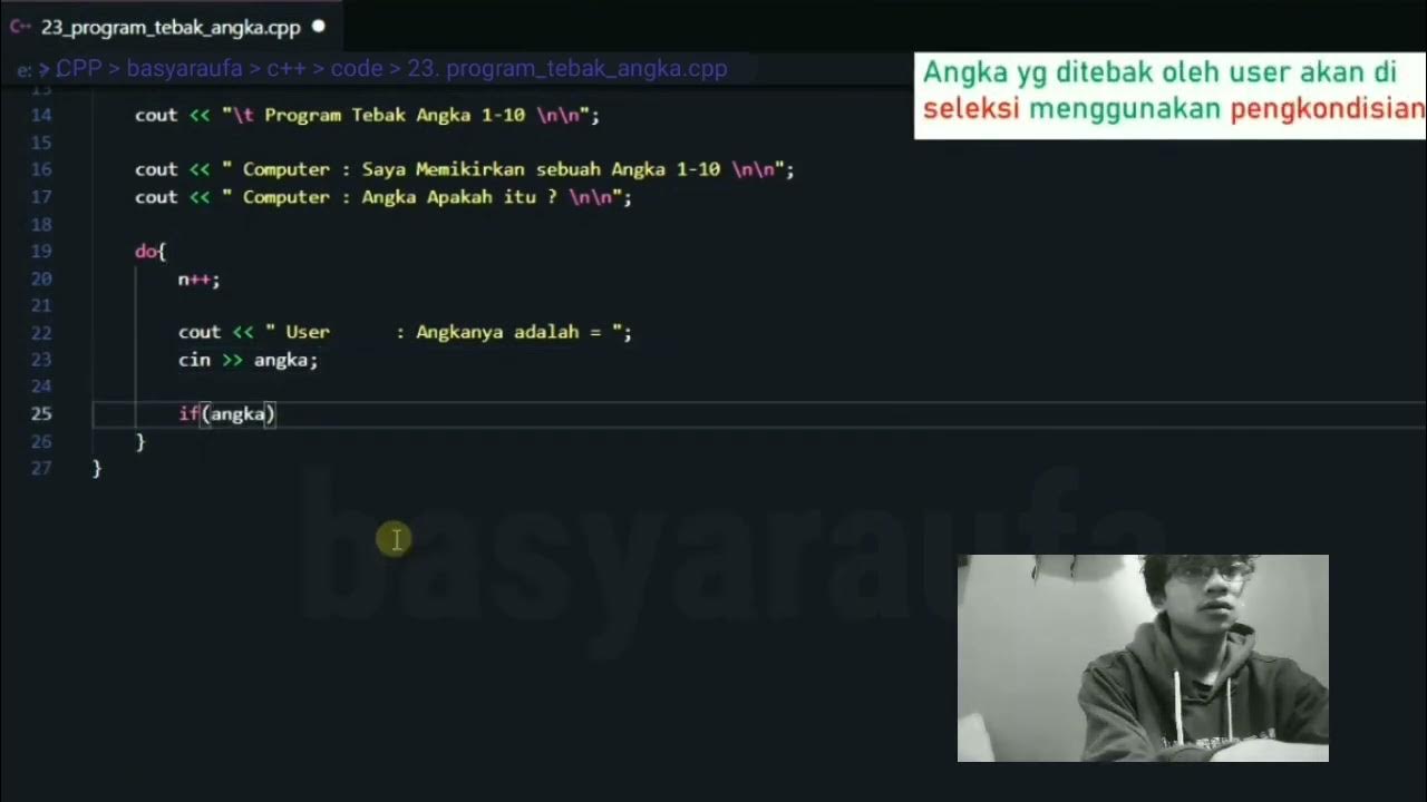 program game tebak angka sederhana di vscode bahasa c++ - YouTube
