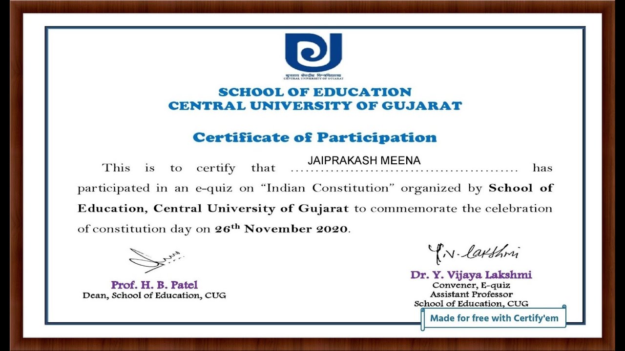 Quiz on Constitution Day || Free Quiz Certificate || Free Certificate ...
