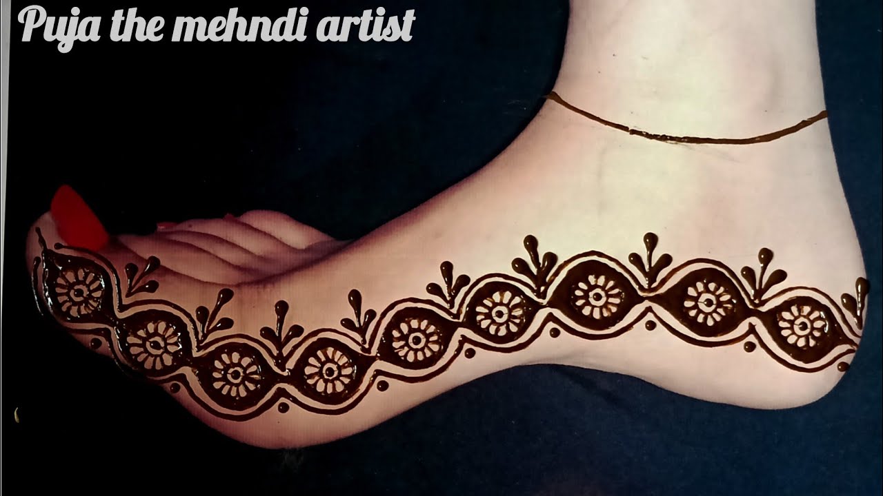 Simple Border Feet Mehndi Design 2024/easy foot mehndi design/pairon ki ...