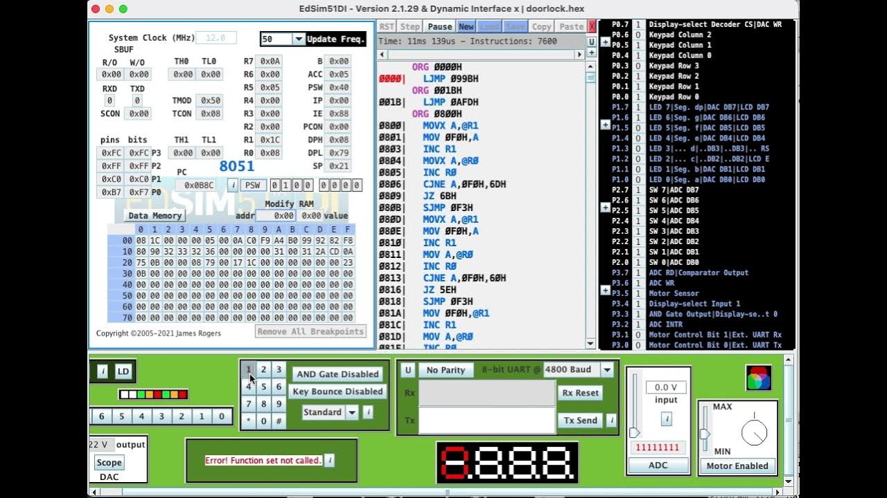 Edsim51- Doorlock program (keil c51) - YouTube