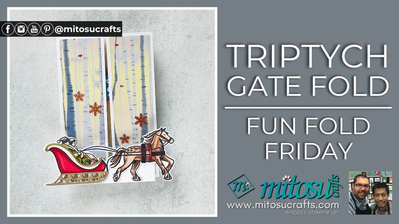 Triptych Gate Fold Christmas Card with Stampin' Up! One Horse Open ...