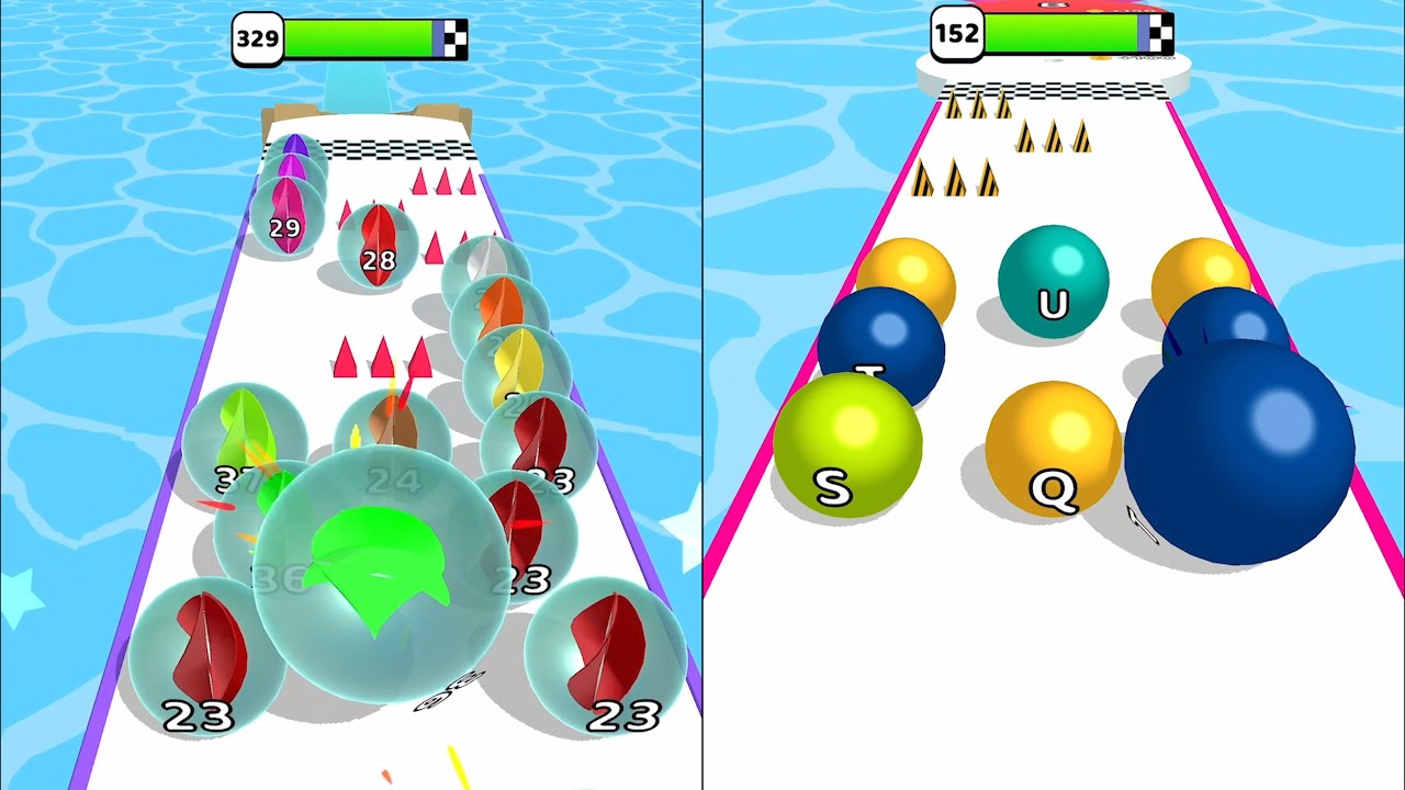 🆚 A-Z RUN vs MARBLE RUN 3D, BALL MERGE 2048, BALL RUN 2048, 2048 BALL ...