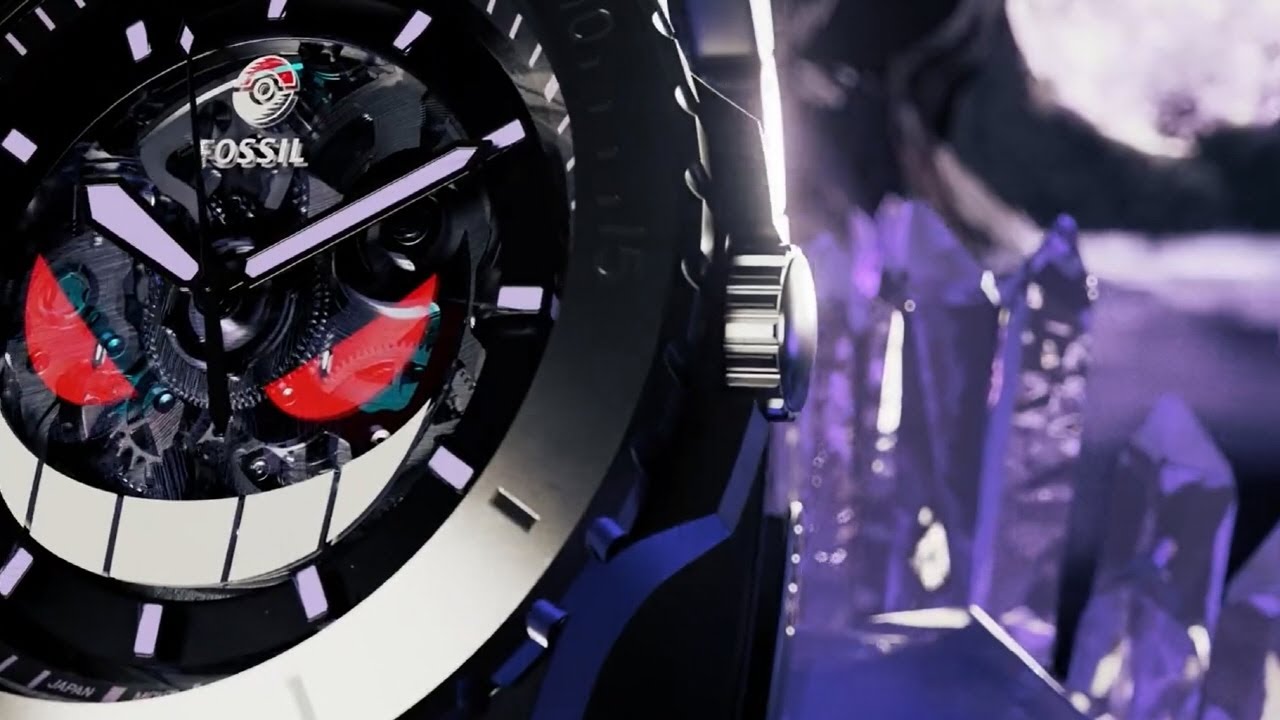 포켓몬센터 x Fossil 콜라보 - 블랙 메탈 팬텀 손목시계(Pokémon Center × Fossil: Gengar ...