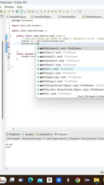 Java funciones, mostrar si un número es par o impar. - YouTube
