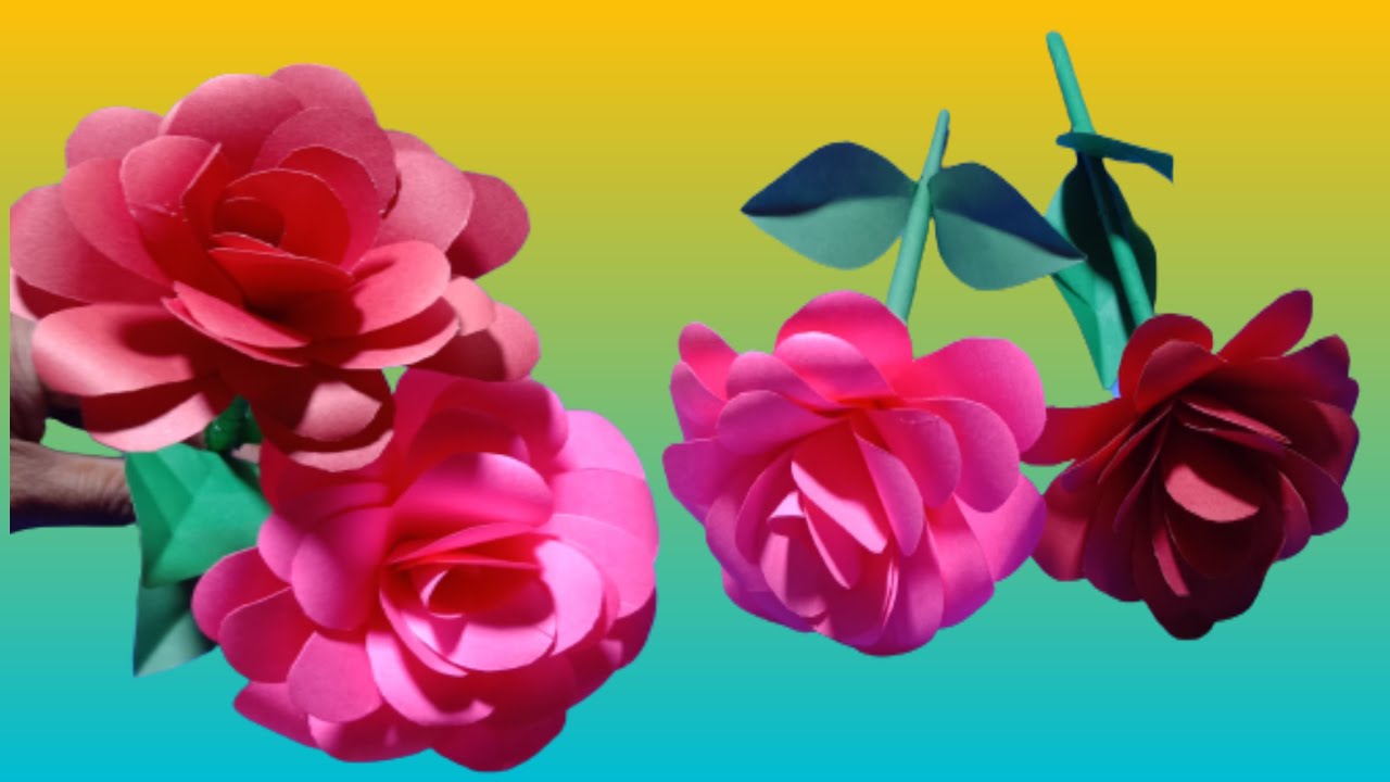 How To Make Rose Flower With Colour Paper diy Paper Rose paper Stick How To Make Rose Flower With Colour Paper diy Paper Rose paper Stick