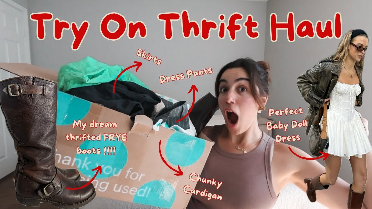 ThredUp UNBOXING + Thrift Haul Try On!! | FAVORITE THRIFTED OUTFIT SO ...