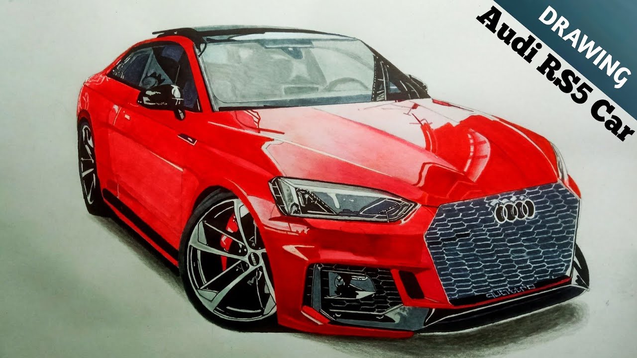 "DRAWING AUDI RS5 CAR ) audi RS5 car drawing||time lapse ️" - YouTube