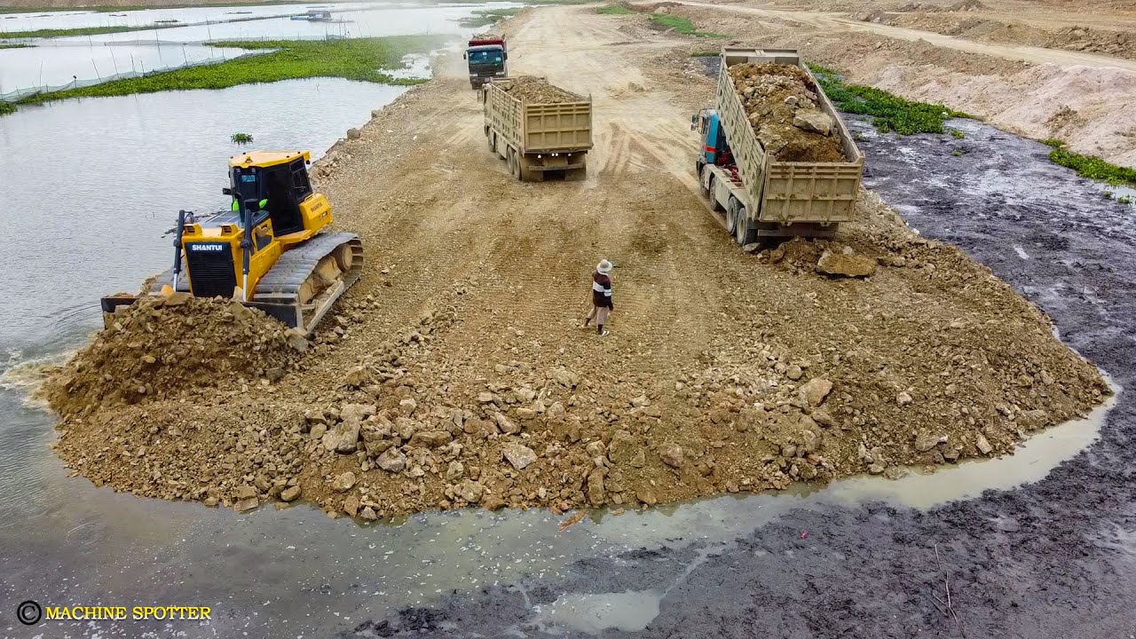 Incredible!! Crazy Pushing Build The New Road Cross Lake dozer Pushing ...