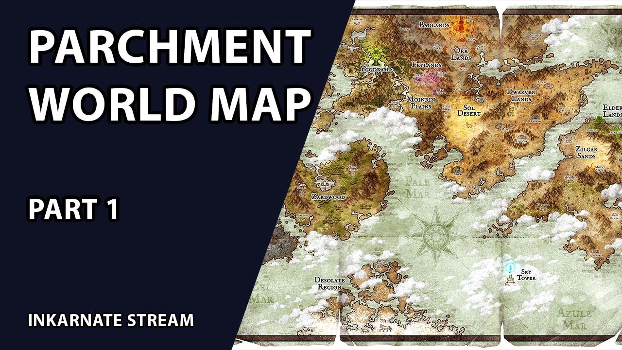 Parchment World Map Part 1 | Inkarnate Stream - YouTube