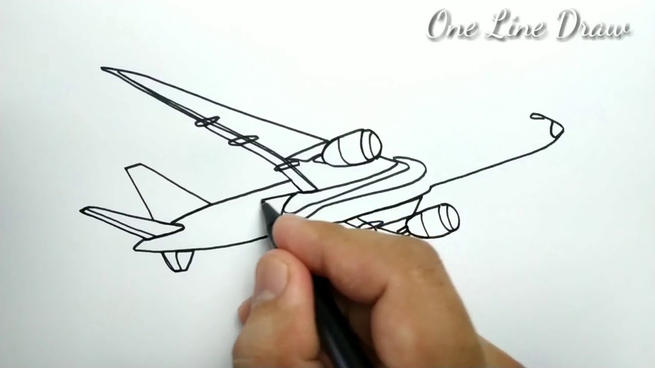 VERY EASY , one line drawing plane / drawing by one line / how to draw ...