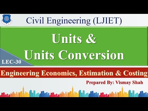 Lec-30_Units and Unit Conversions | Engineering Economics Estimation ...