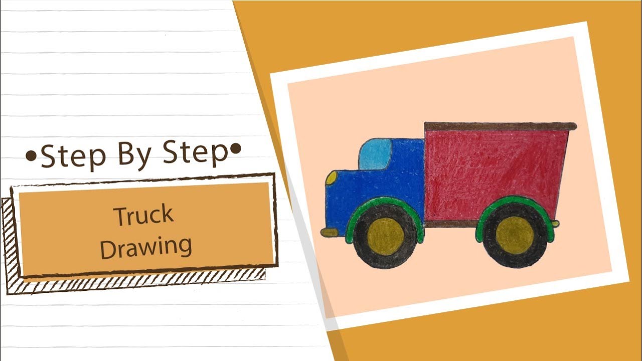 Step by step Truck drawing for beginners and children. kids drawing ...