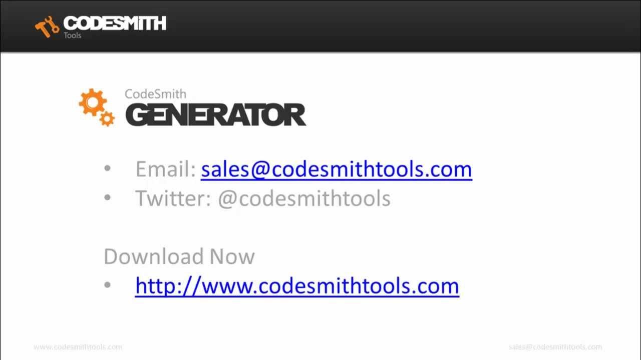 CodeSmith Generator Overview - YouTube
