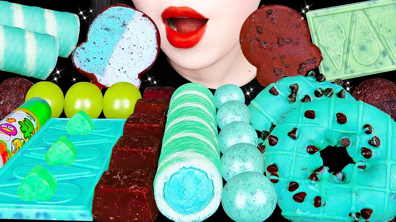 ASMR MINT CHOCOLATE DESSERTS 민트초코 아이스크림, 보석캔디, 도넛, 초콜릿 ICE CREAM, DONUT ...
