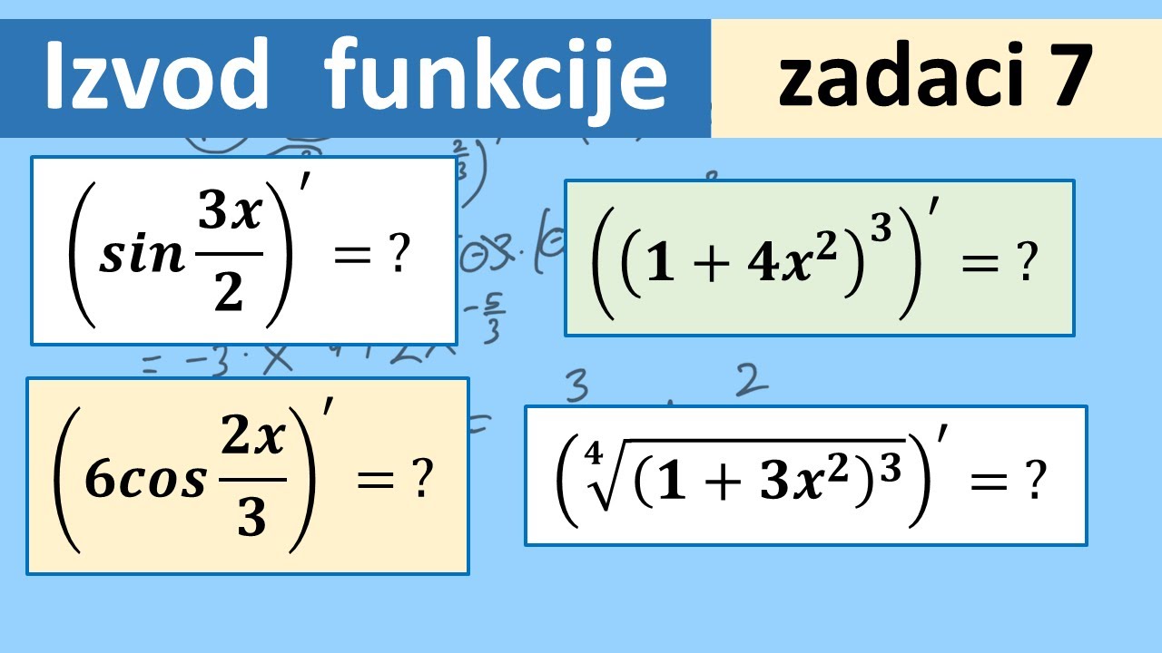 Izvod funkcije zadaci 7 - YouTube