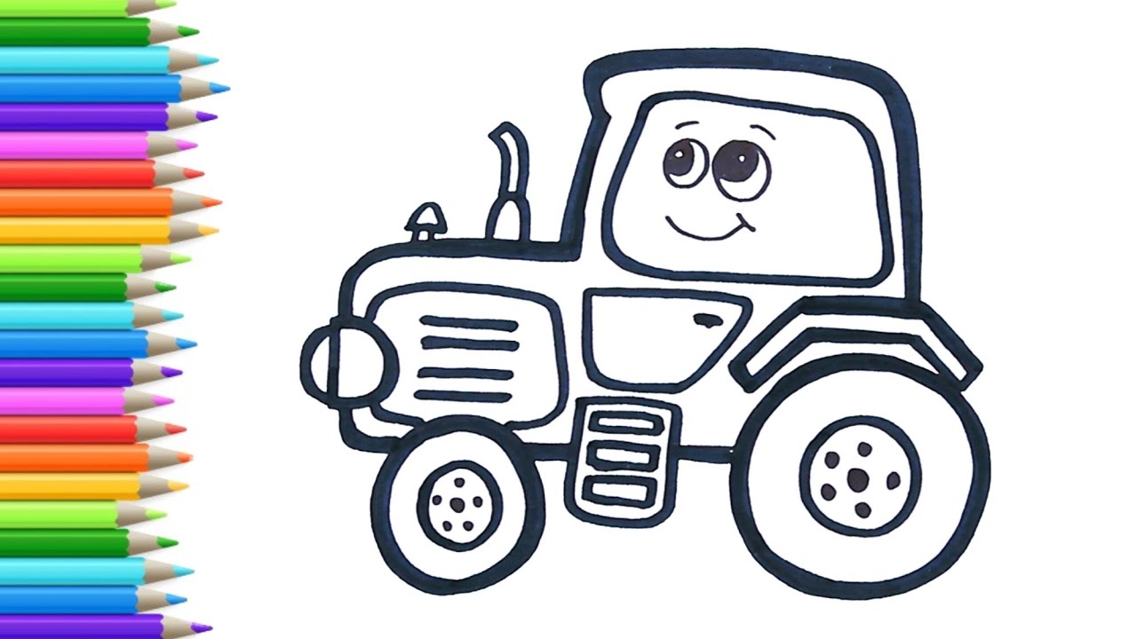 How to draw a Blue tractor / Art for kids with MimiDom Art - YouTube