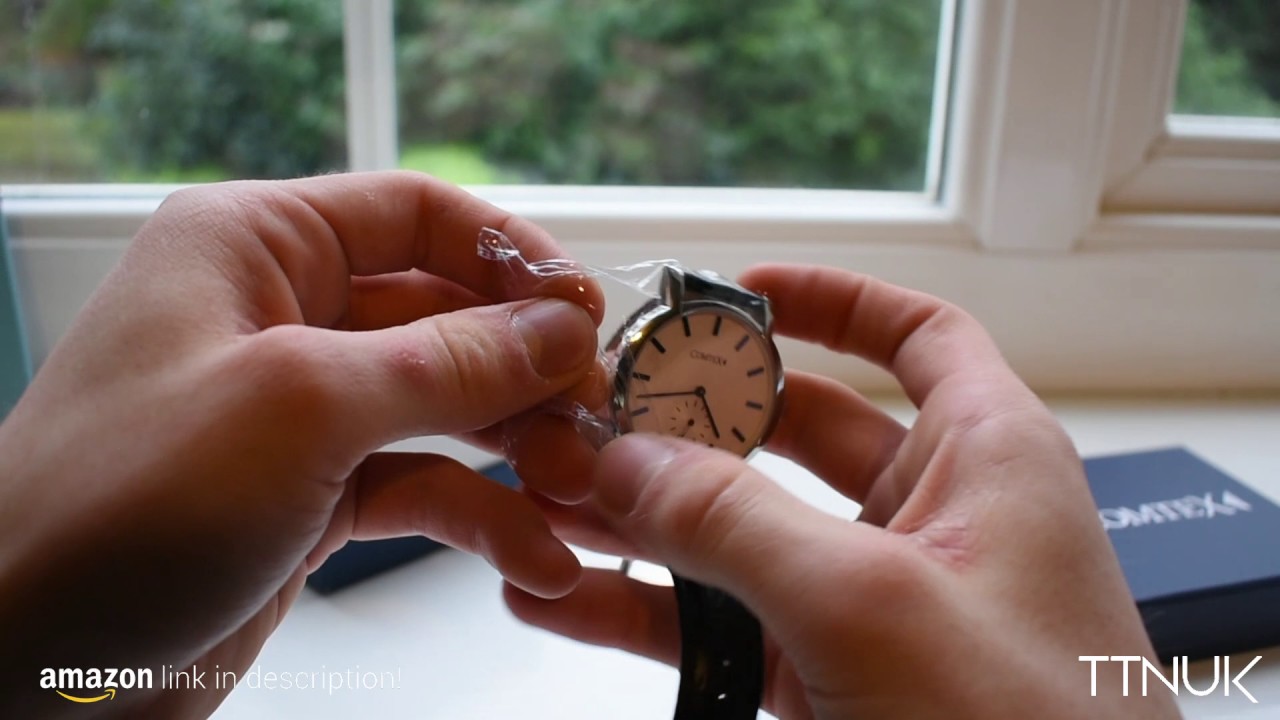 Comtex Mens Leather Quartz Watch Blue Hands with Chronograph Anaogue ...