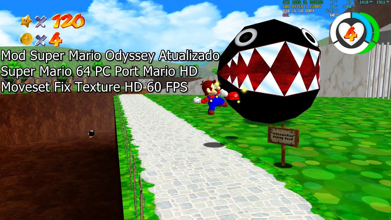 Super Mario 64 PC Port Mario HD Mod Super Mario Odyssey Atualizado ...