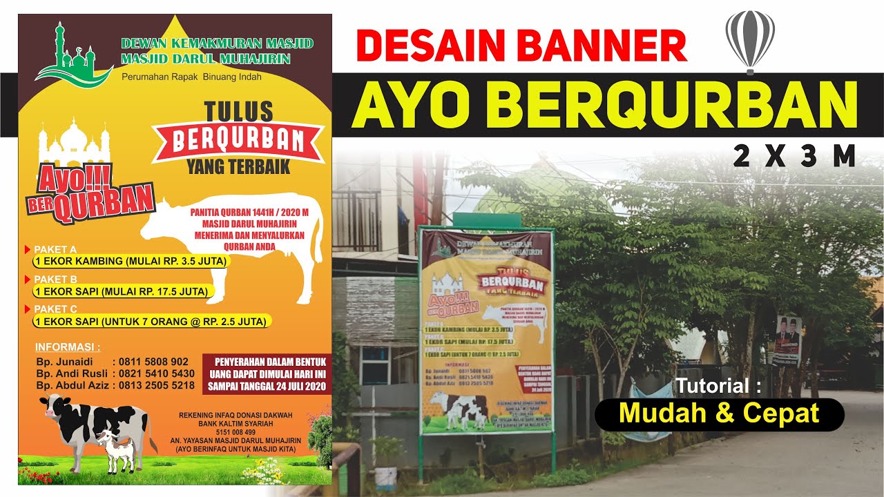 Cara Desain Banner Baliho Qurban Idul Adha 1441H 2020 Siap CETAK di ...