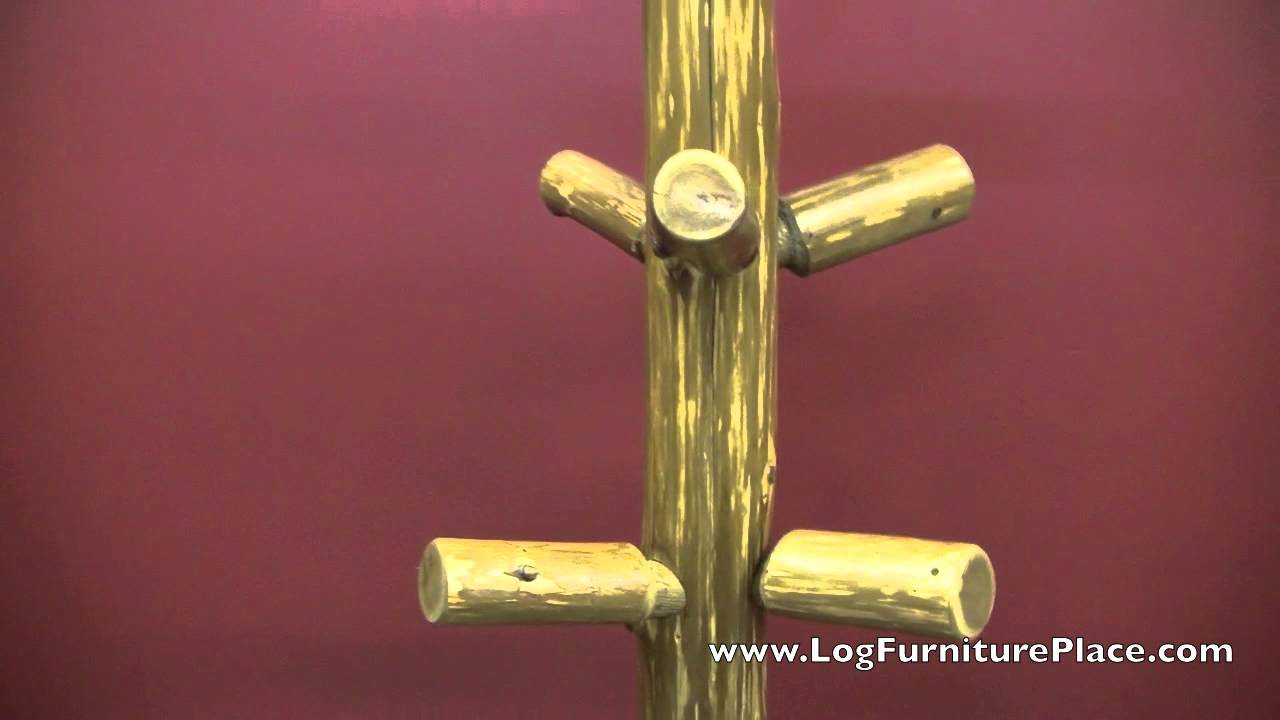 Cedar Lake Log Coat Tree from LogFurniturePlace.com - YouTube