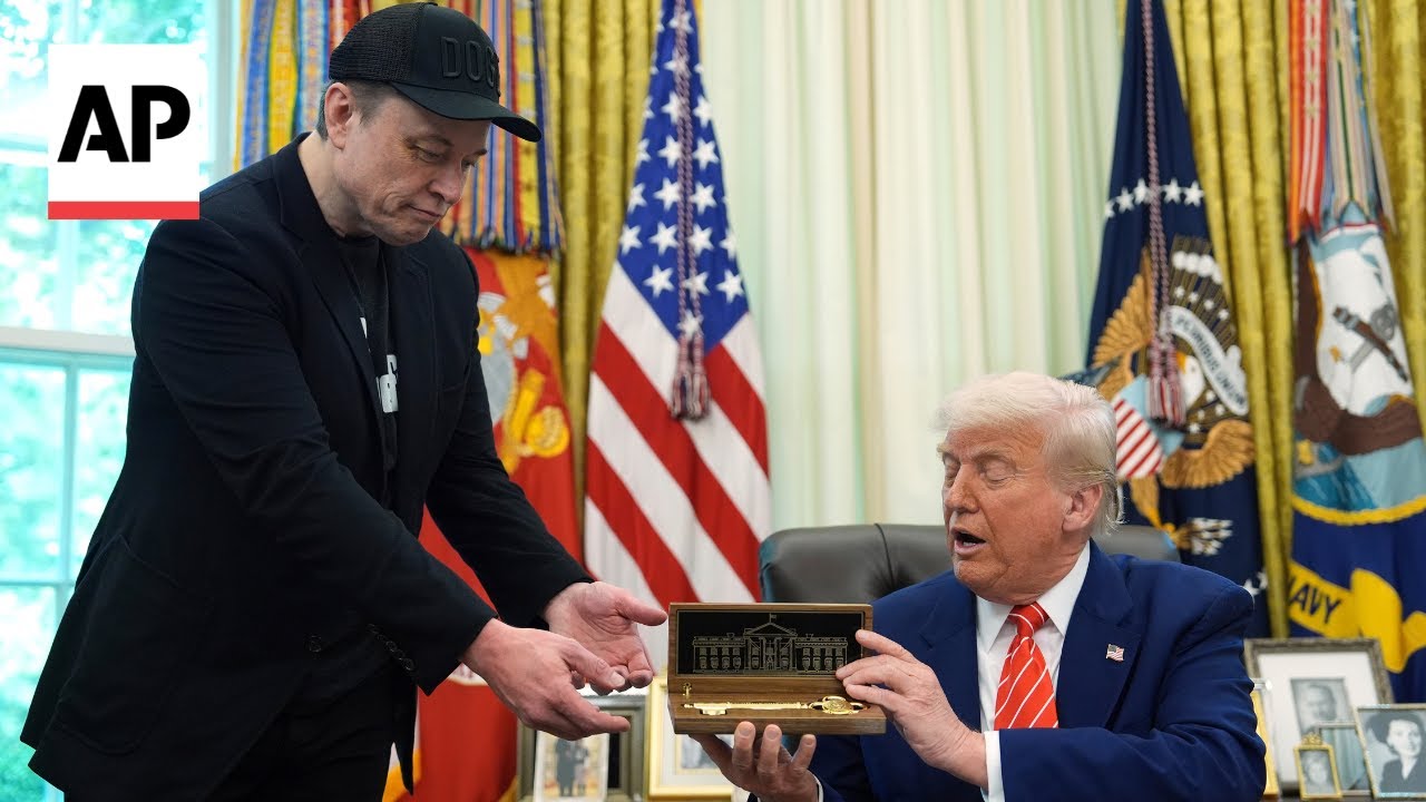 Trump gifts Elon Musk a golden key for his DOGE work - YouTube
