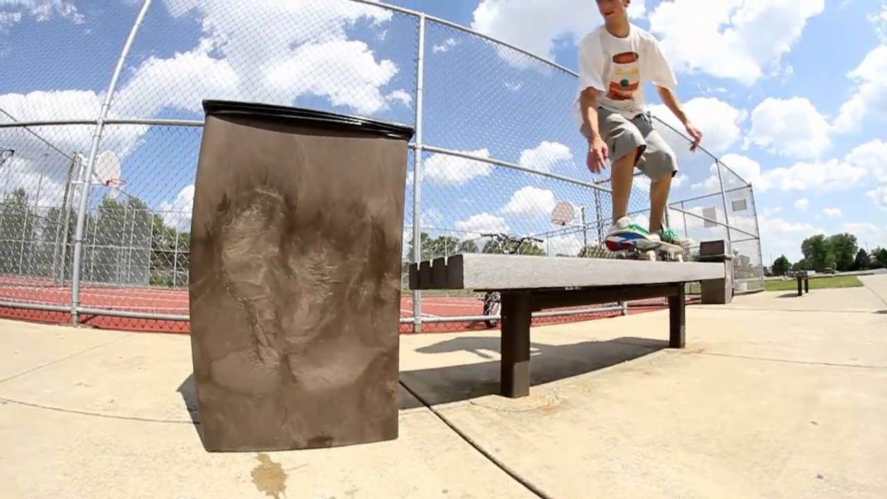 Skater Falls Into Garbage Can - YouTube