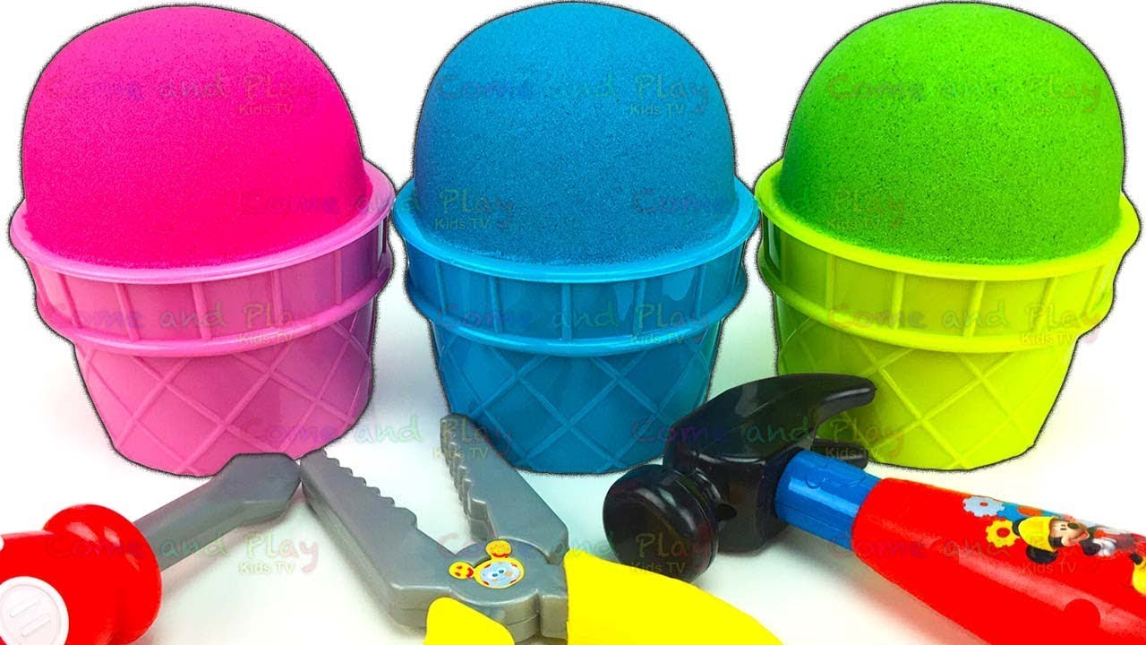 Kinetic Sand Ice Cream Cups Surprise Toys with Tools Playset - YouTube