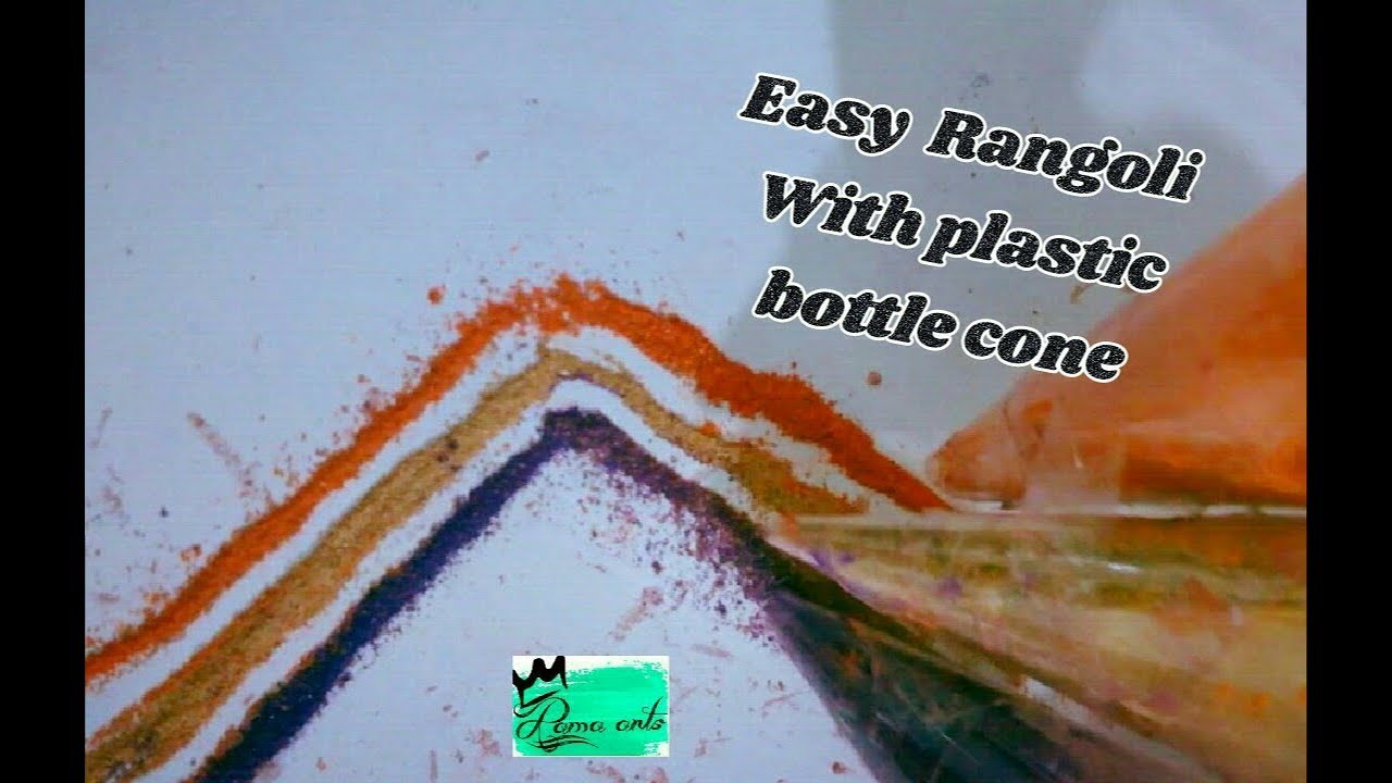 Rangoli cone making with plastic bottle | Easy rangoli making with this ...