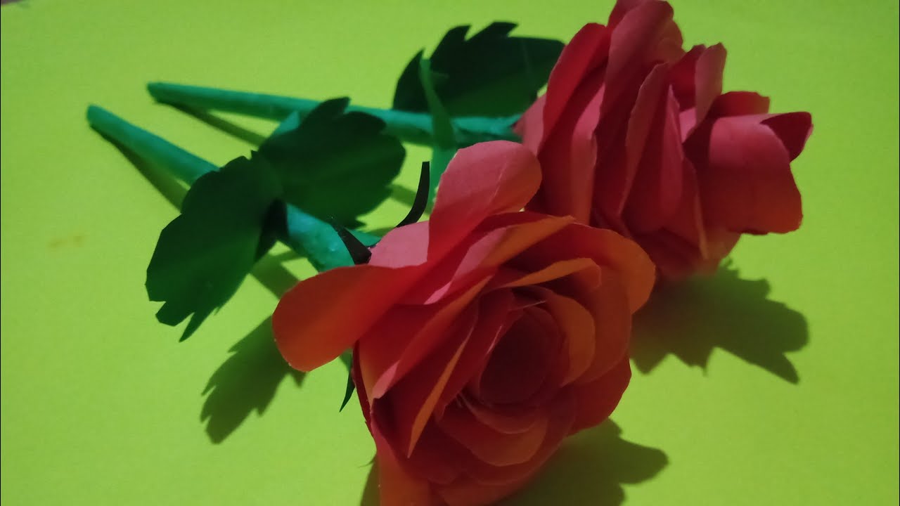 DIY - Rose Flower made of Construction Paper (Step by Step) - YouTube