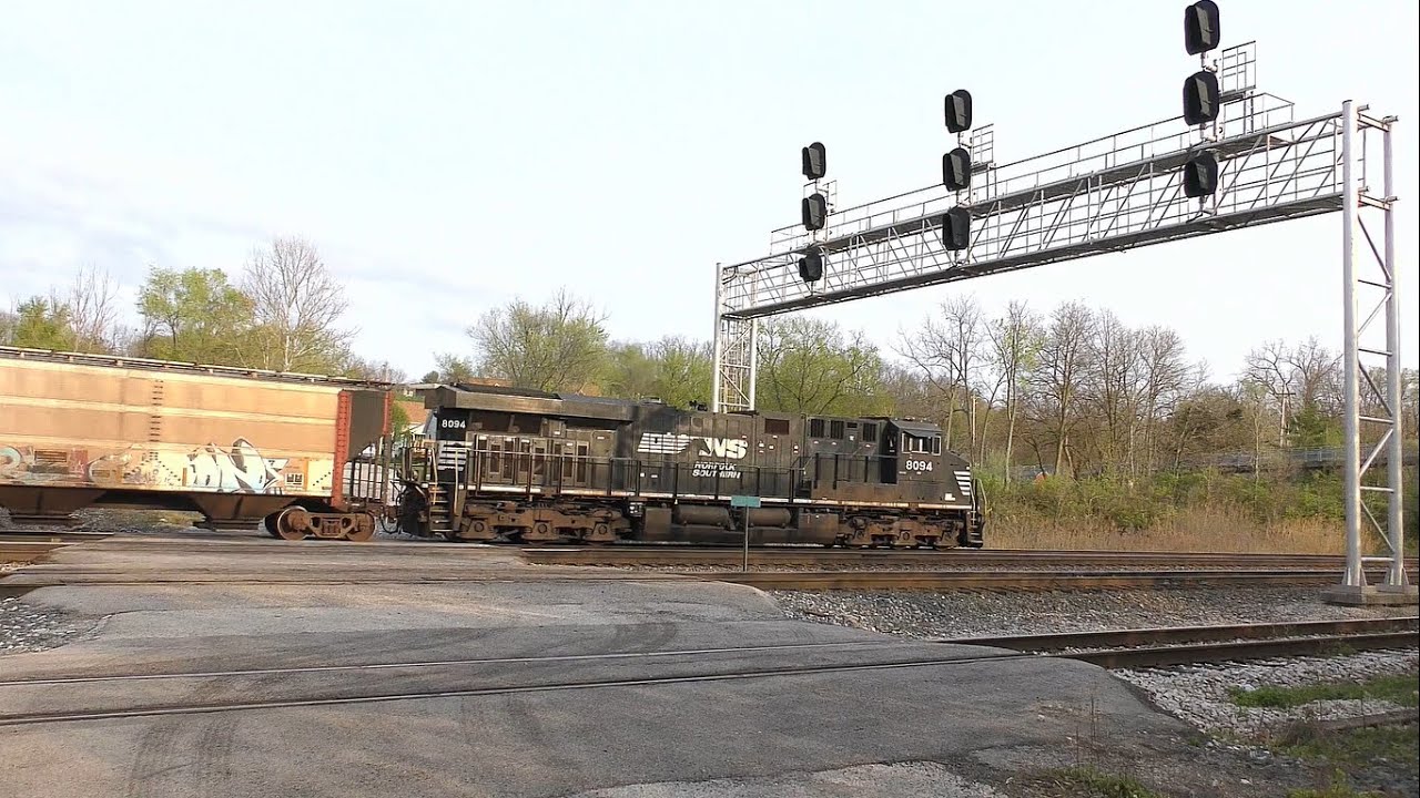 NS 19K with NS 8094 and NS 1075 at Lafayette Junction in Lafayette, Indiana - YouTube