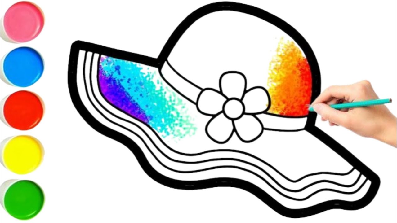 cute easy Hat drawing| Drawing, Painting and colouring for kids and ...