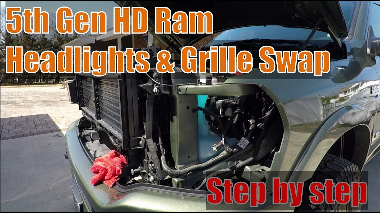 5th Gen RAM HD Night Edition Swap | Step by Step Headlight & Grille ...