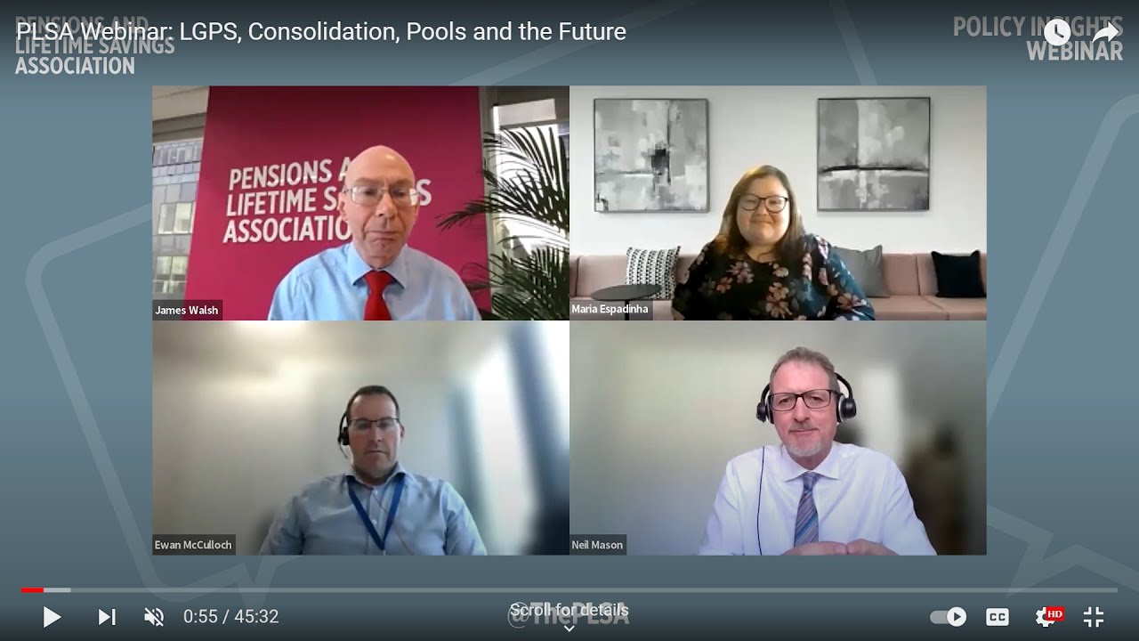 PLSA Webinar: LGPS, Consolidation, Pools and the Future - YouTube