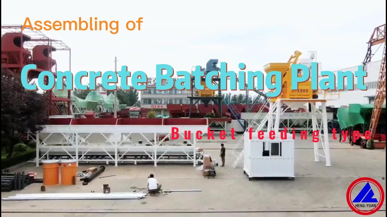 how to assemble the concrete batching plant || Bucket feeding type ...