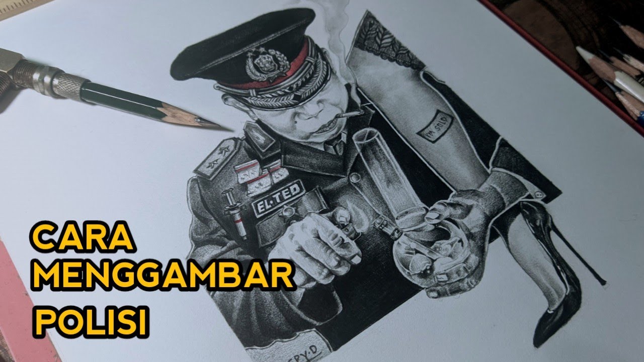 Cara menggambar polisi | drawing [ how to draw ] - YouTube